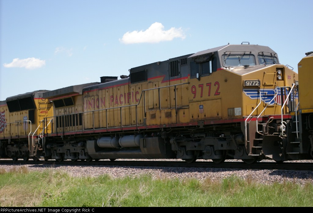 UP 9772 Is #3 On Stopped WB Autoracks